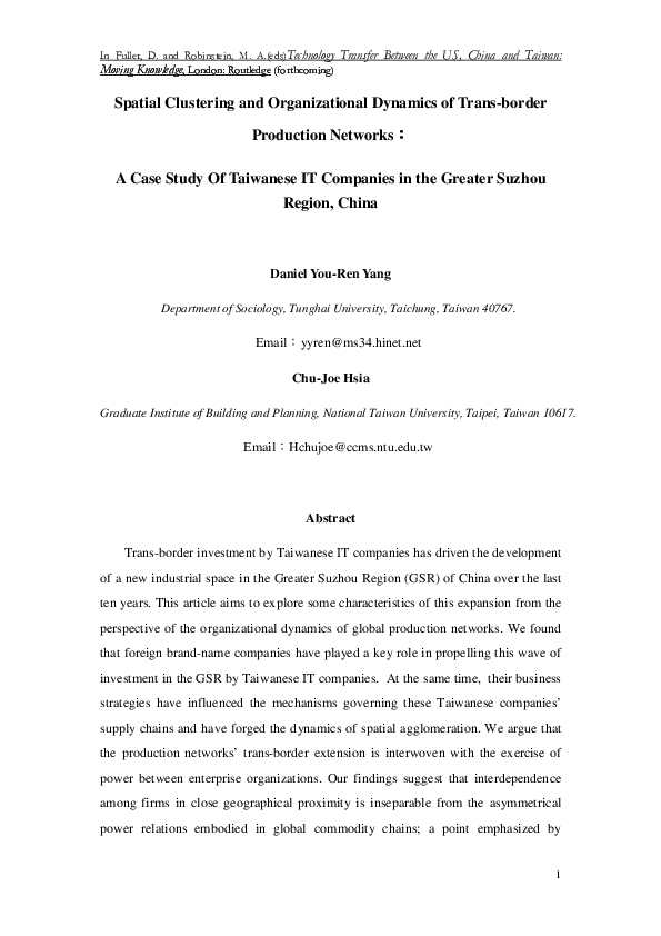 (PDF) Spatial clustering and organizational dynamics of transborder ...