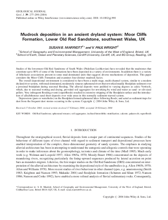 (PDF) Mudrock deposition in an ancient dryland system: A multi-stage ...