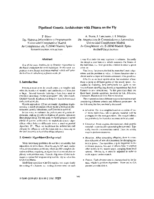 (PDF) Pipelined genetic architecture with fitness on the fly