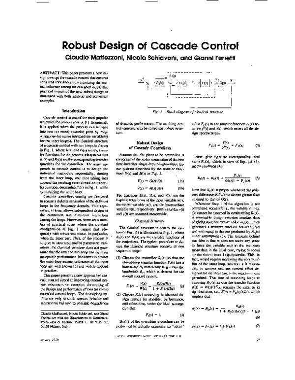 (PDF) Robust design of cascade control