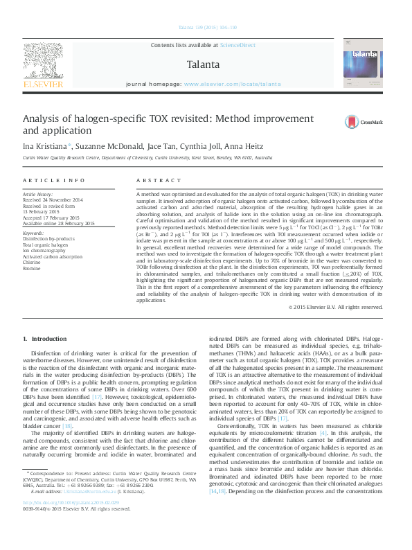 (PDF) Analysis of halogen-specific TOX Revisited: Method improvement ...