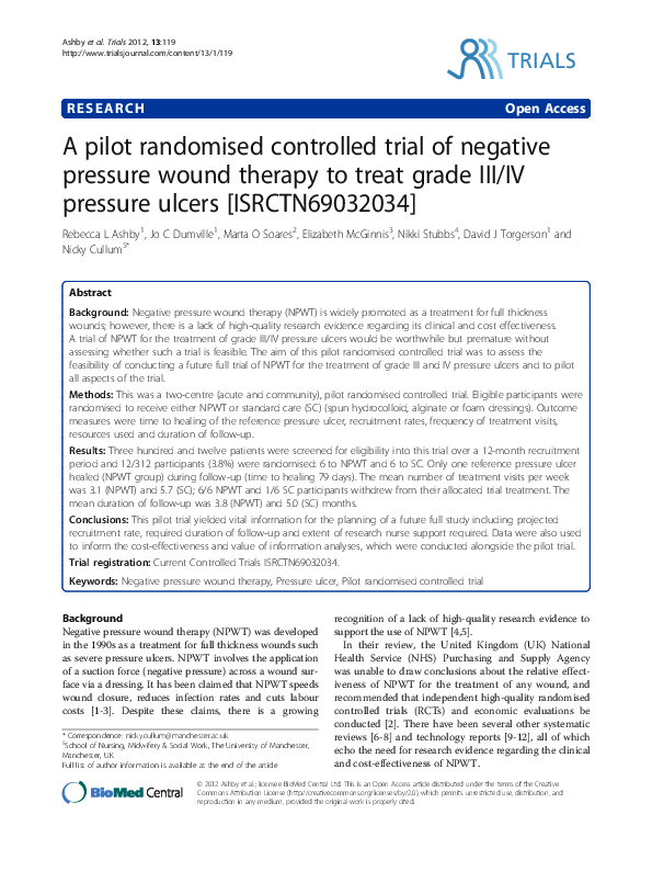 (PDF) A pilot randomised controlled trial of negative pressure wound ...