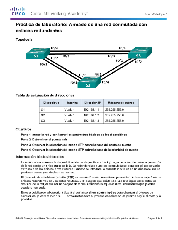 (PDF) .1.2.10 Lab - Building a Switched Network with Redundant Links