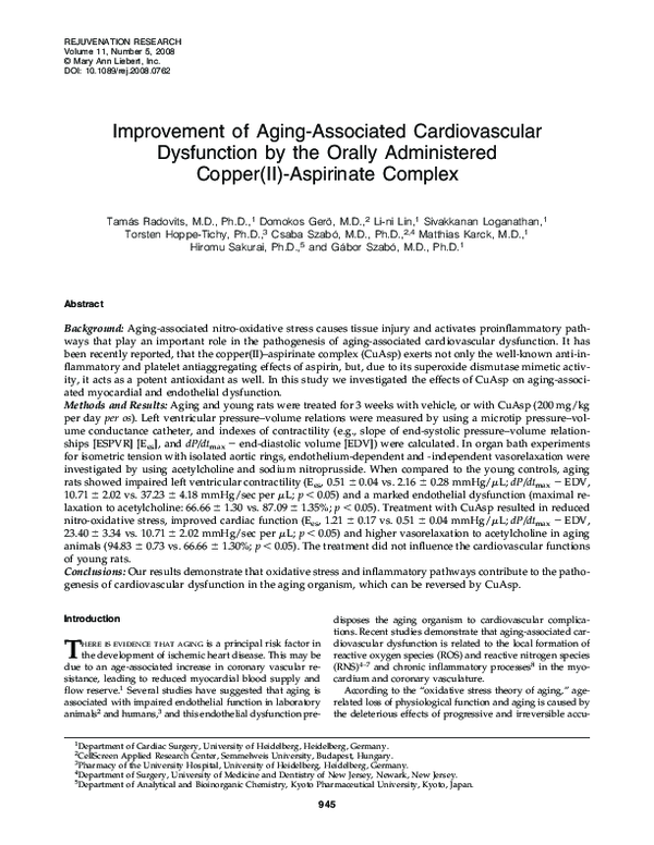 (PDF) Improvement of Aging-Associated Cardiovascular Dysfunction by the ...