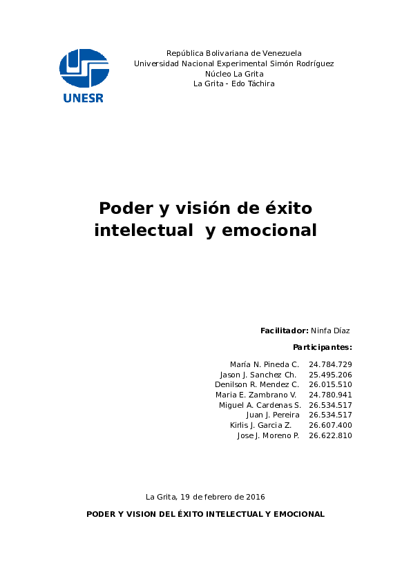 (DOC) Poder y visión de éxito intelectual y emocional
