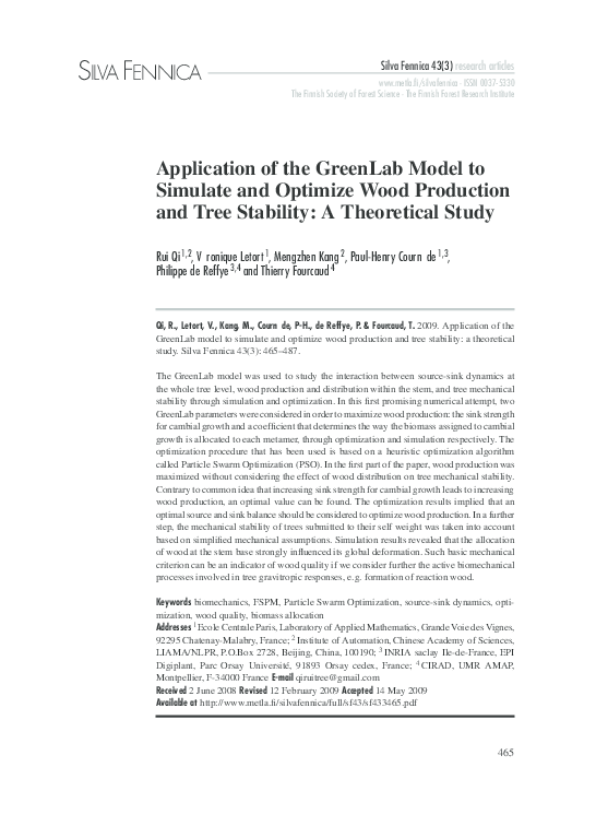 (PDF) Application of the GreenLab model to simulate and optimize wood ...