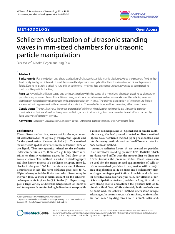 (PDF) Schlieren visualization of ultrasonic standing waves in mm-sized ...