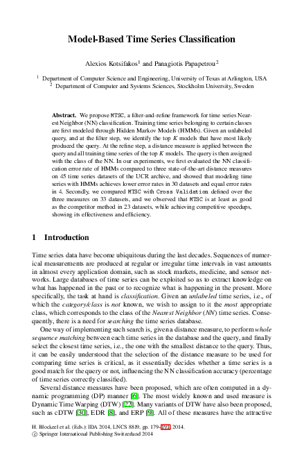 (PDF) Model-Based Time Series Classification