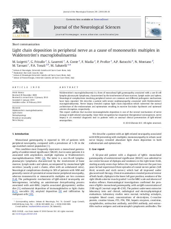 (PDF) Light chain deposition in peripheral nerve as a cause of ...