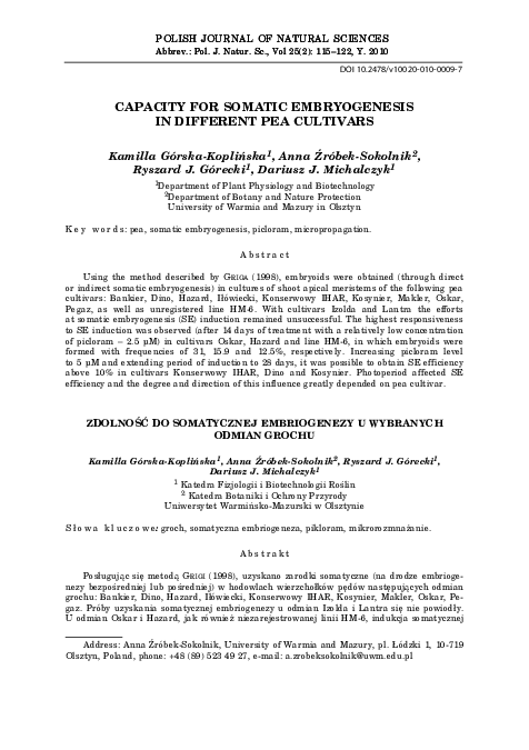 (PDF) Capacity for Somatic Embryogenesis in Different Pea Cultivars ...