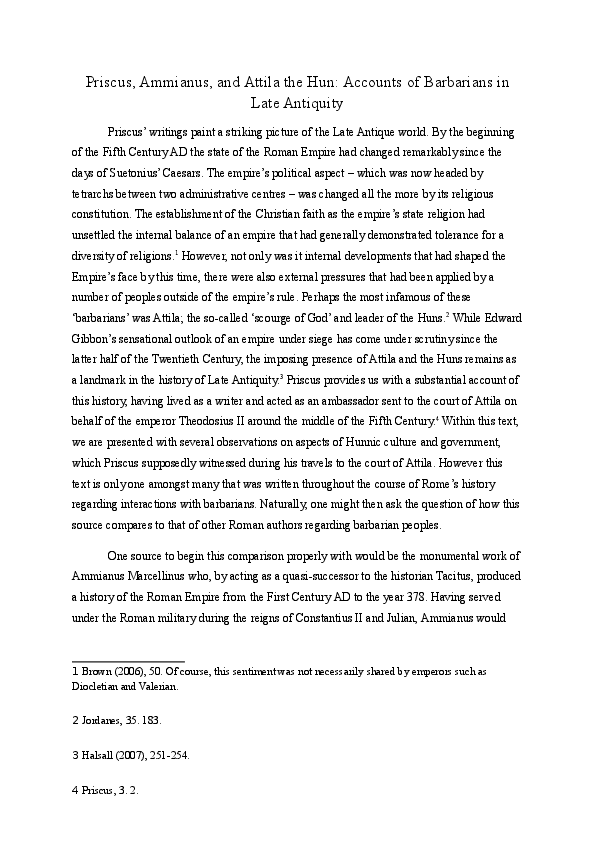 (DOC) Priscus, Ammianus, and Attila the Hun: Accounts of Barbarians in ...