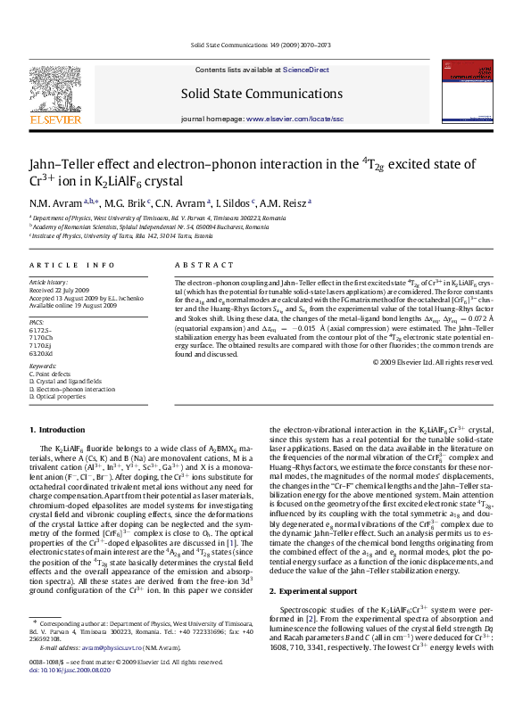 (PDF) Jahn--Teller effect and electron--phonon interaction in the