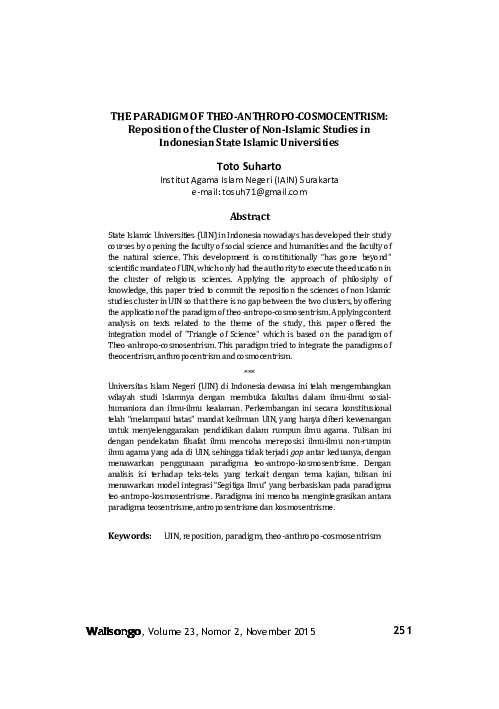 (PDF) THE PARADIGM OF THEO-ANTHROPO-COSMOCENTRISM: Reposition of the ...