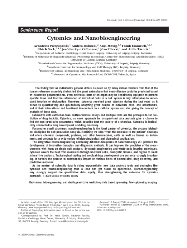 (PDF) Cytomics and nanobioengineering