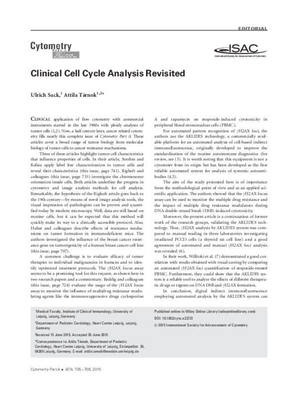 (PDF) Clinical Cell Cycle Analysis Revisited