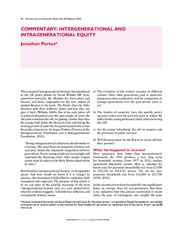 (PDF) Intergenerational and Intragenerational Equity