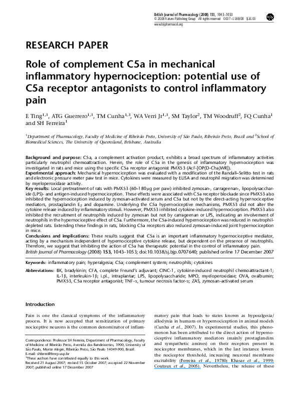 (PDF) Transdermal pharmacology of small molecule cyclic C5a antagonists ...