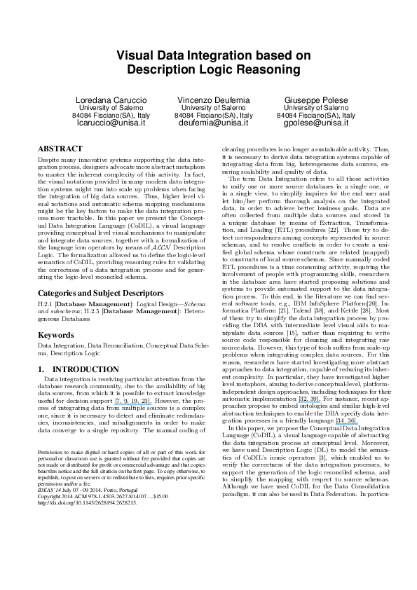 (PDF) Visual data integration based on description logic reasoning | Loredana Caruccio ...