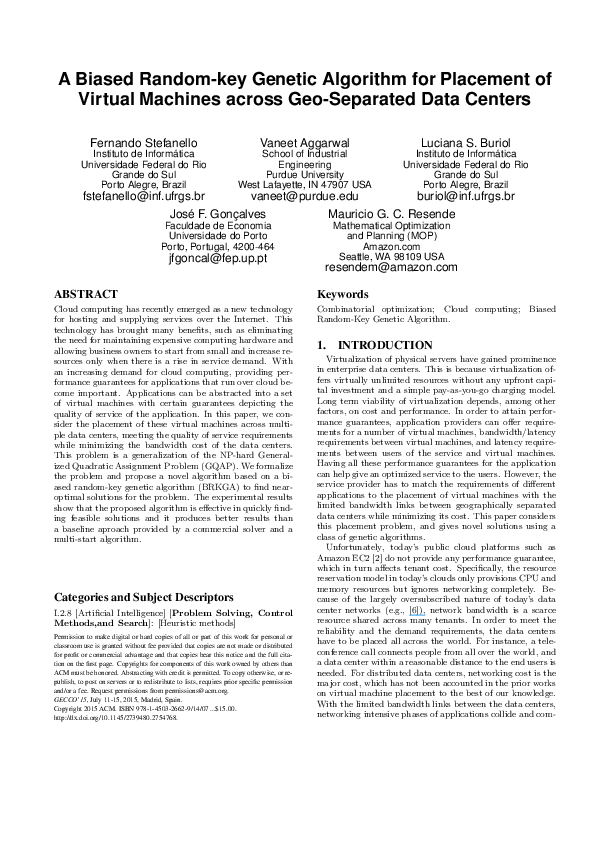 (PDF) A Biased Random-key Genetic Algorithm for Placement of Virtual ...