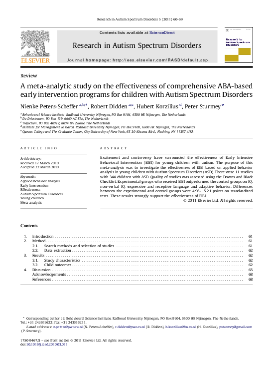 (PDF) A meta-analytic study on the effectiveness of comprehensive ABA-based early intervention ...