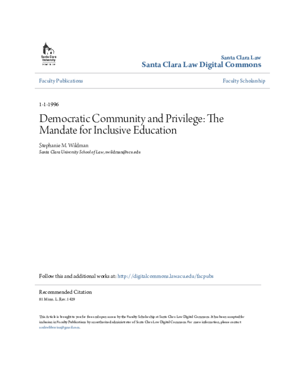 (PDF) Democratic Community and Privilege: The Mandate for Inclusive ...