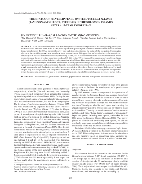 (PDF) The Status of Silverlip Pearl Oyster Pinctada maxima (Jameson ...