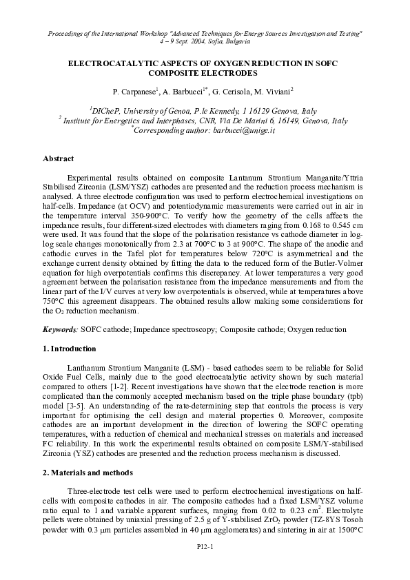 (PDF) ELECTROCATALYTIC ASPECTS OF OXYGEN REDUCTION IN SOFC COMPOSITE ELECTRODES