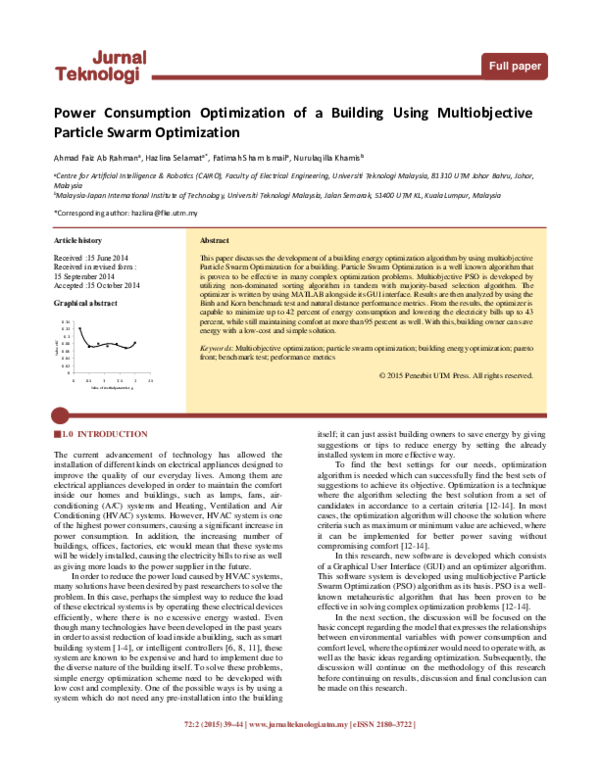 Pdf Power Consumption Optimization Of A Building Using Multiobjective