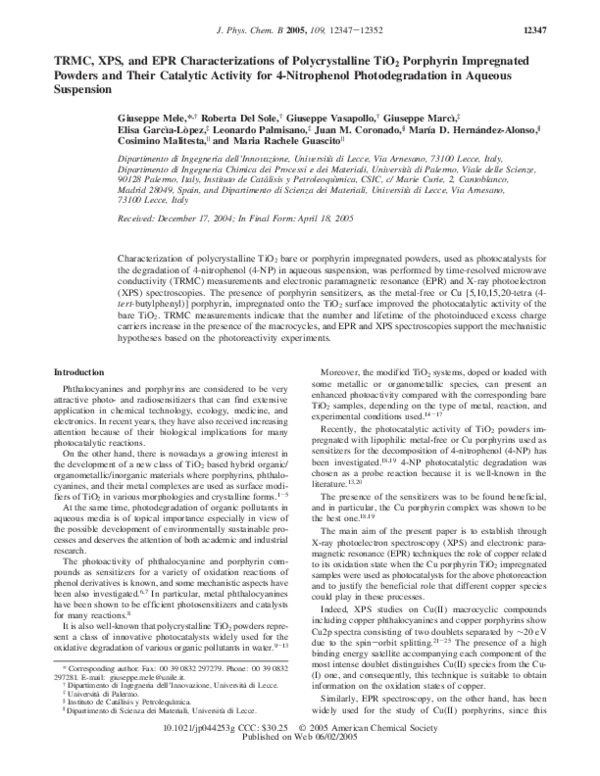 (PDF) TRMC, XPS, and EPR Characterizations of Polycrystalline TiO 2 ...