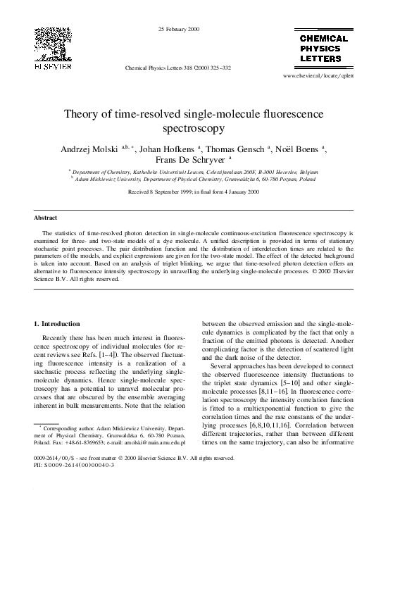 Pdf Theory Of Time Resolved Single Molecule Fluorescence Spectroscopy