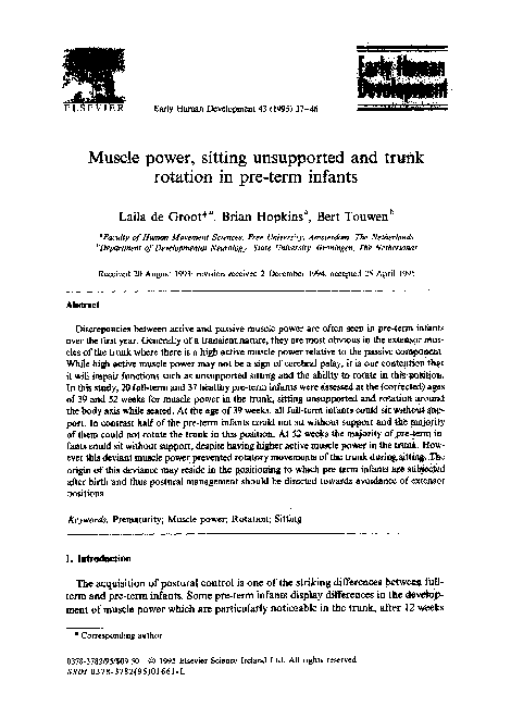 (PDF) Muscle power, sitting unsupported and trunk rotation in pre-term ...