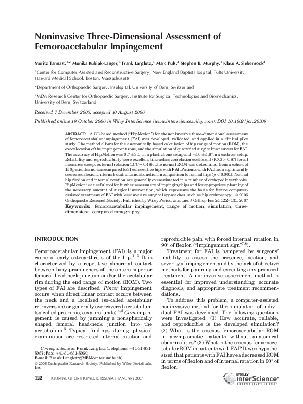 (PDF) Noninvasive three-dimensional assessment of femoroacetabular ...