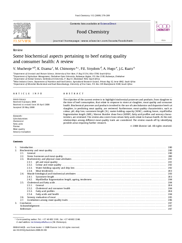 (PDF) Some biochemical aspects pertaining to beef eating quality and ...