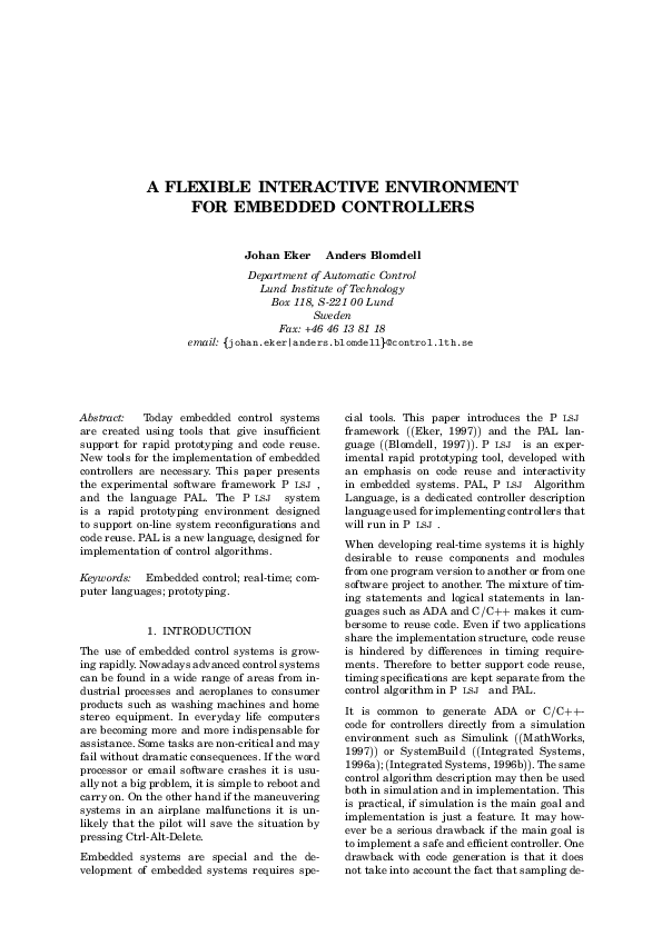 (PDF) A flexible interactive environment for embedded controllers