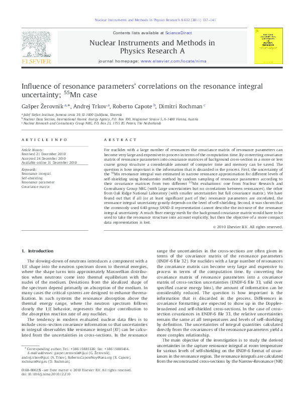 (PDF) Influence of resonance parameters' correlations on the resonance ...
