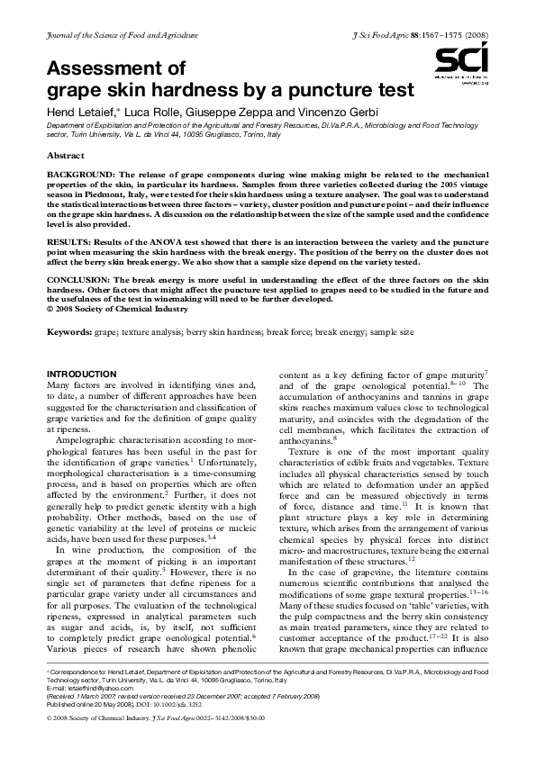 (PDF) Assessment of grape skin hardness by a puncture test | Vincenzo ...