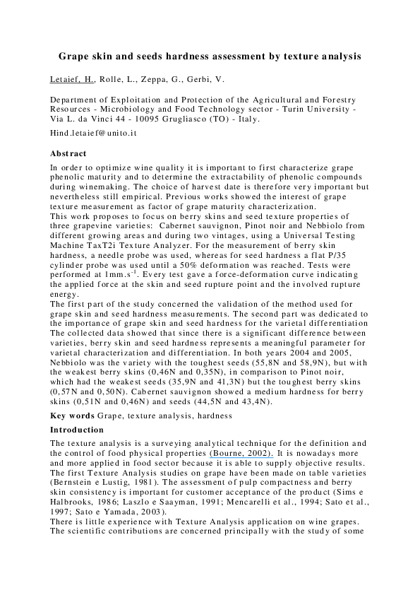 (PDF) Grape skin and seeds hardness assessment by texture analysis