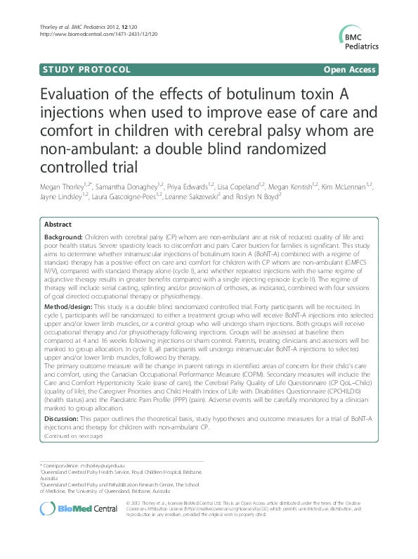 (PDF) Evaluation of the effects of botulinum toxin A injections when ...