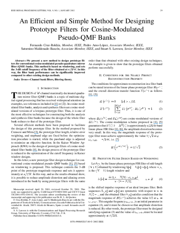 (PDF) An efficient and simple method for designing prototype filters ...