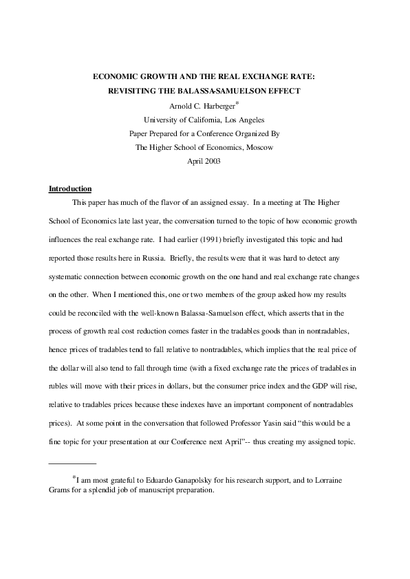 (PDF) Economic Growth and the Real Exchange Rate: Revisiting the ...