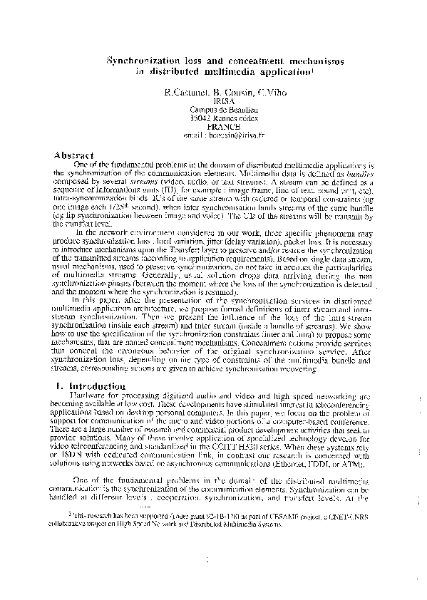 (PDF) Synchronization loss and concealment mechanisms in distributed multimedia application