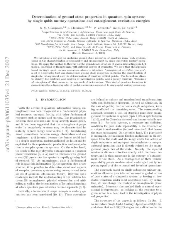 (PDF) Determination of ground-state properties in quantum spin systems by single-qubit unitary ...