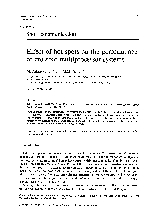(PDF) Effect of hot-spots on the performance of crossbar multiprocessor systems