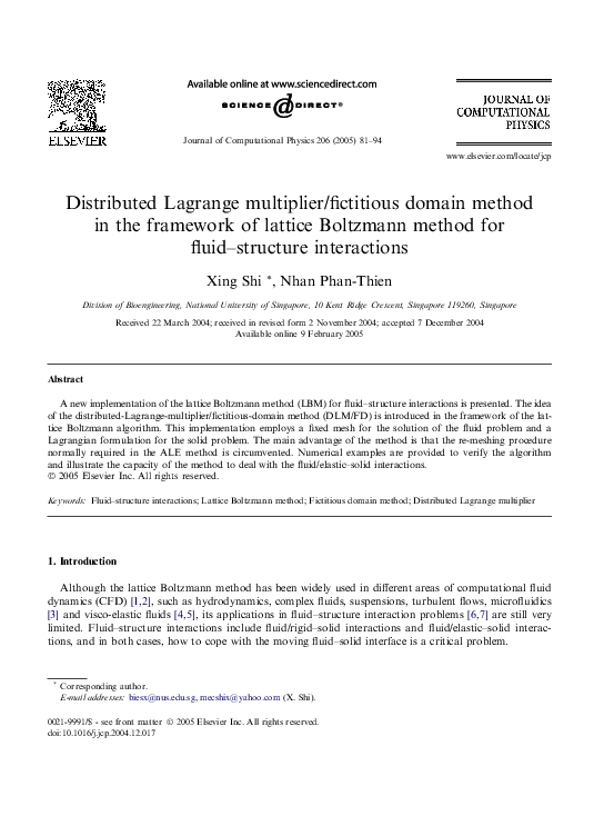 Pdf Distributed Lagrange Multiplierfictitious Domain Method In The Framework Of Lattice