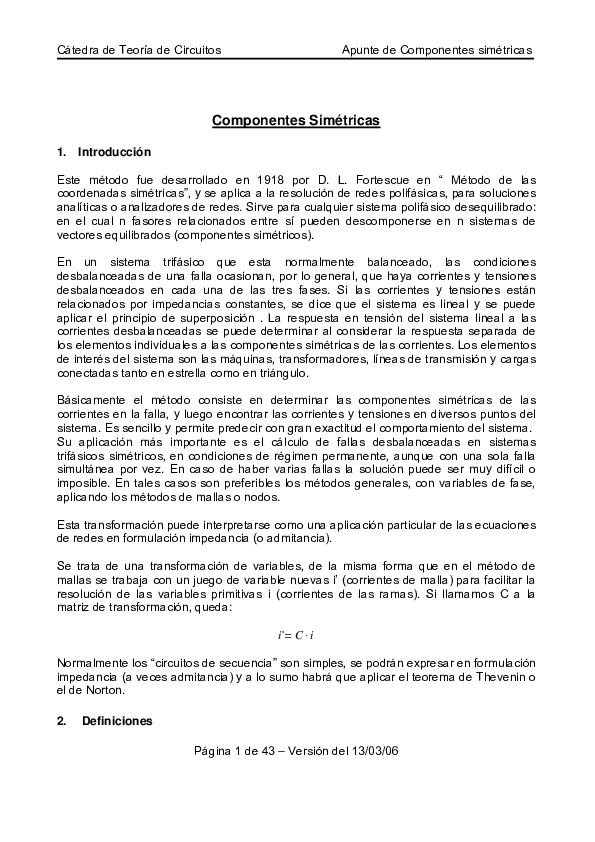 (PDF) Componentes Simétricas