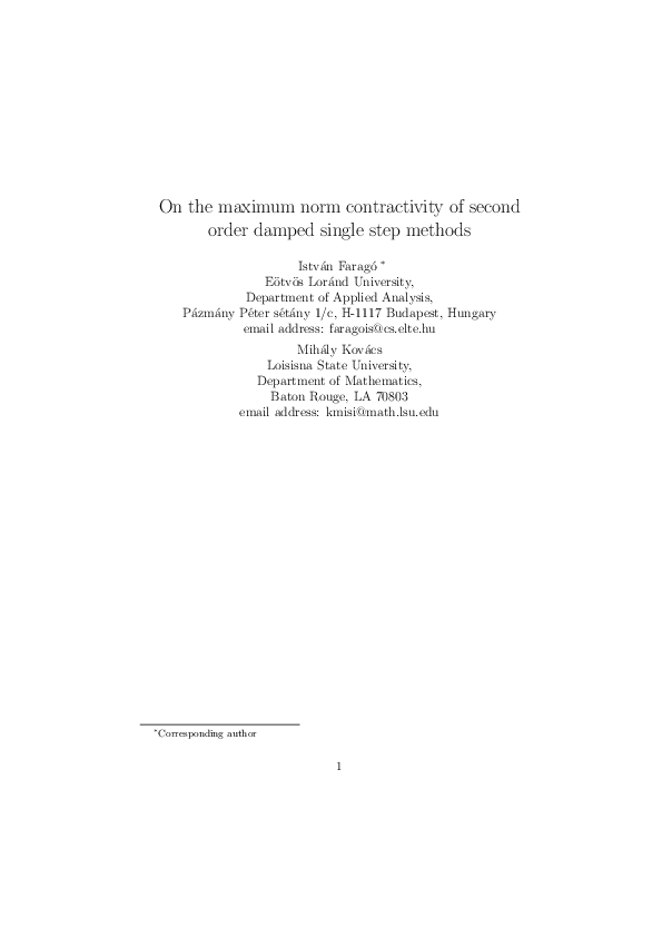(PDF) On maximum norm contractivity of second order damped single step ...