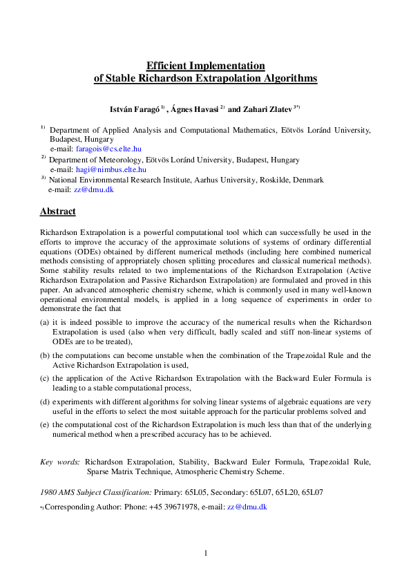 (PDF) Efficient implementation of stable Richardson Extrapolation algorithms