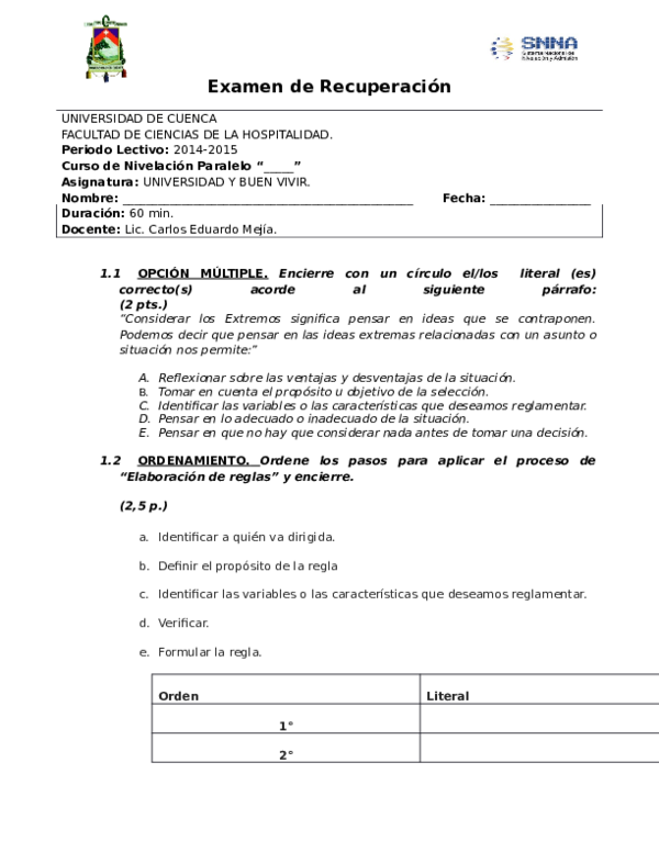 (DOC) Examen de Recuperación