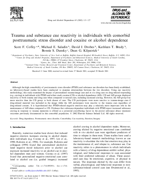 (PDF) Trauma and substance cue reactivity in individuals with comorbid ...