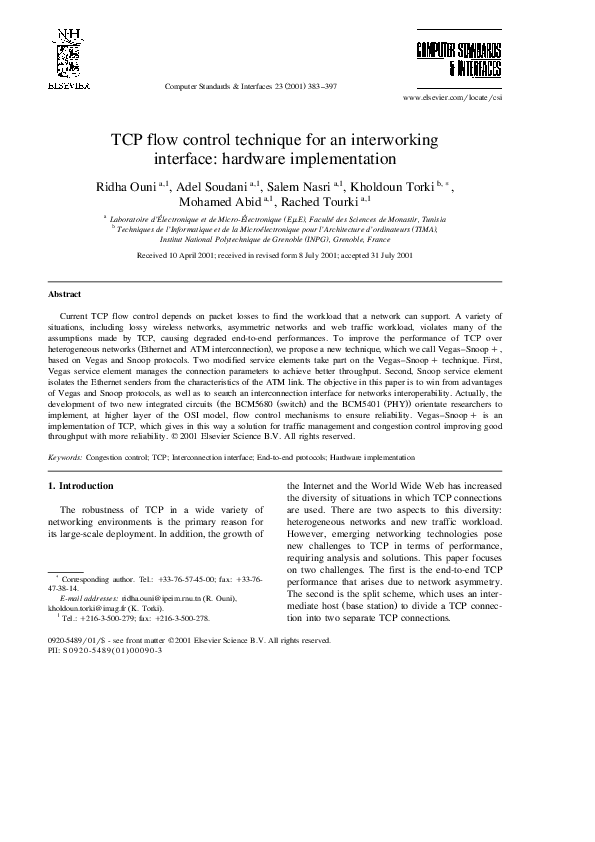 (PDF) TCP flow control technique for an interworking interface: hardware implementation